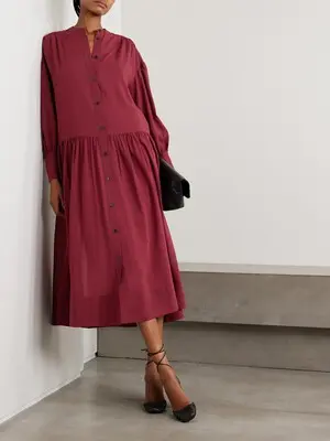 JOSEPH Emma Belted Wool-blend Crepe Midi Dress