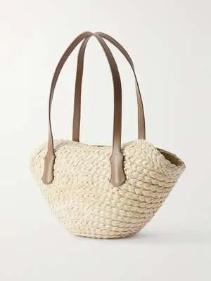 Dolce & Gabbana Leather-trimmed Raffia Shoulder Bag - Neutral