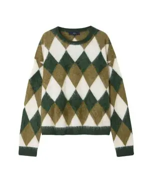 Arch4 Leon Argyle Brushed Organic Cashmere Sweater - Green
