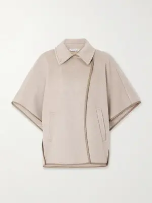Max Mara Leather-trimmed Cashmere-felt Cape