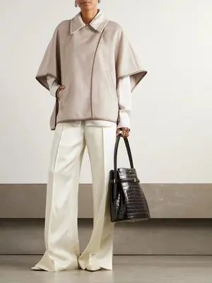 Max Mara Leather-trimmed Cashmere-felt Cape