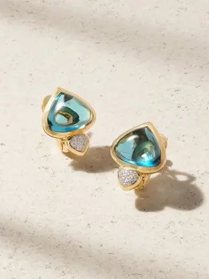 Marina B Trisolina 18-karat Gold, Topaz, And Diamond Earrings - Blue