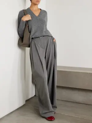 JIL SANDER Wool And Cashmere-blend V-neck Sweater - Gray