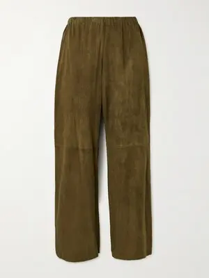 Nour Hammour Olan Suede Wide-leg Pants