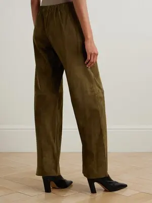 Nour Hammour Olan Suede Wide-leg Pants