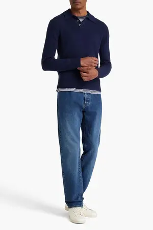 ALEX MILL Jacob Cashmere Polo Sweater - Navy