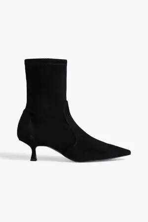 Stuart Weitzman Suede Kitten Heel Ankle Boots