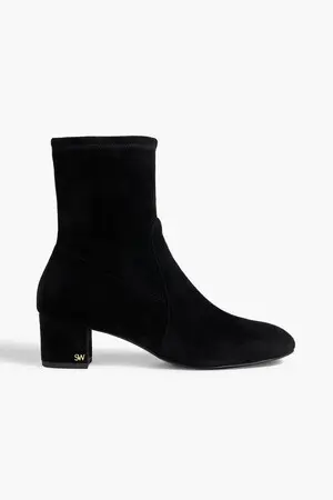 STUART WEITZMAN Sofia 50 Stretch-suede Sock Boots - Black