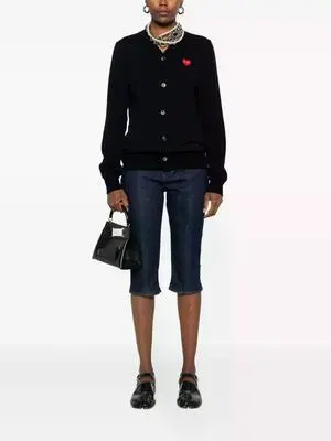Play Comme Des Garcon Logo Patch Cardigan - Blue