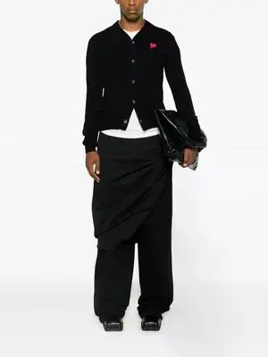 Play Comme Des Garcon Heart-emblem Rhinestone Cardigan - Black