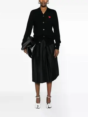 Play Comme Des Garcon Heart-emblem Rhinestone Cardigan - Black