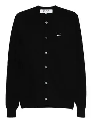 Play Comme Des Garcon Logo-patch Cardigan - Black