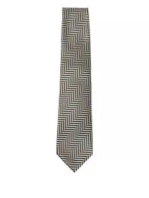 TOM FORD Herringbone-Pattern Necktie Neutrals