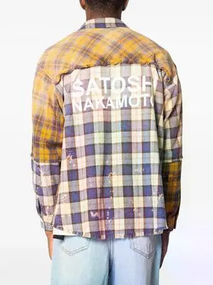 SATOSHI NAKAMOTO Patchwork Frayed Check Shirt