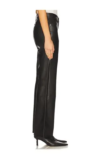 Hudson Jeans Rosie High Rise Wide Leg Faux Leather Pants - Black