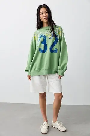 Free People We The Free Graphic Pullover - Green Combo