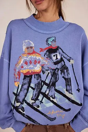 Free People We The Free Palm Spring Pullover - Navy Combo - Skiers