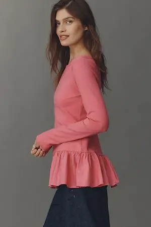 Maeve Long-sleeve Peplum Top - Cactus Flower