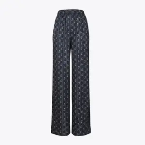 Tory Burch Relaxed-fit Jacquard Pants - Medium Navy Pajama Print