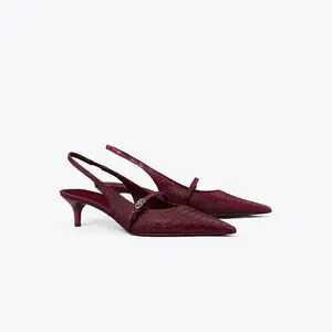 Tory Burch Double T Buckle Slingback Mary Jane - Dark Raspberry