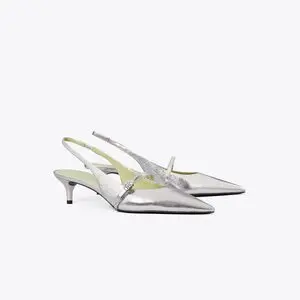 Tory Burch Double T Buckle Slingback Mary Jane - Silver