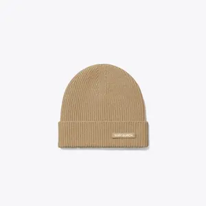 Tory Burch Ribbed Knit Beanie - Light Brown