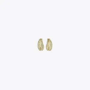 Tory Burch Mini Pierced Pavé Stud Earrings - Light Brass/crystal