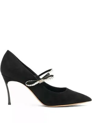 Casadei 80mm Starsway Crystal-embellished Pointed-toe Pumps - Black
