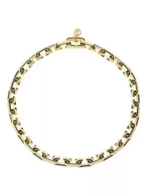 Casablanca Enamelled Chain Necklace - Green Gold