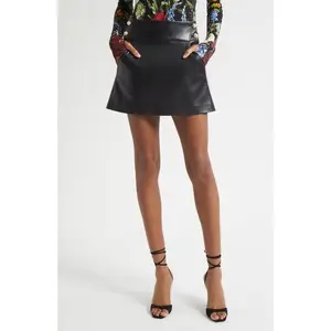 Alice + Olivia Button-trim Faux Leather Miniskirt - Black