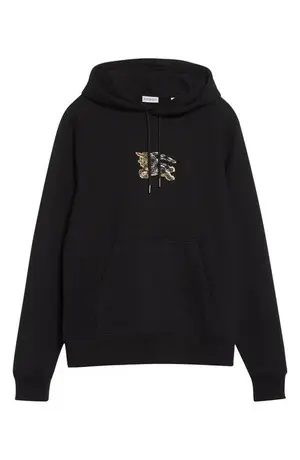 Burberry Simon Ekd Appliqué Cotton Hoodie - Black