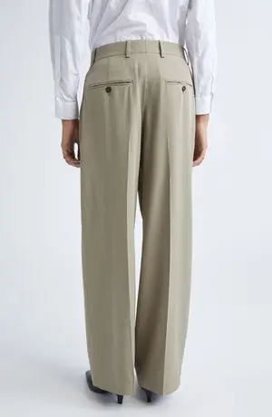 TOTEME Fluid Wide-leg Wool-blend Trousers - Taupe