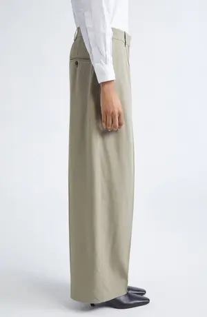 TOTEME Fluid Wide-leg Wool-blend Trousers - Taupe