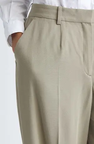 TOTEME Fluid Wide-leg Wool-blend Trousers - Taupe