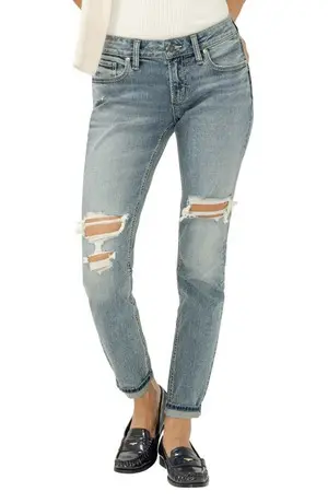 SILVER JEANS CO. Ripped Girlfriend Jeans