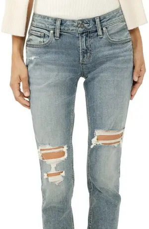 SILVER JEANS CO. Ripped Girlfriend Jeans