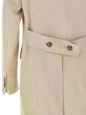 BARBA NAPOLI Wool Coat With Notch Lapel - Neutrals