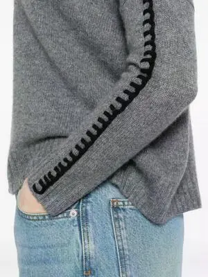 KUJTEN Crew-neck Braided Trim Sweater