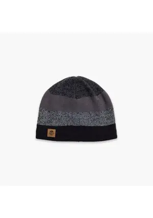 Turtle Fur Striped Wool Beanie - Black Heather