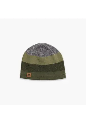 Turtle Fur Striped Wool Beanie - Dark Green