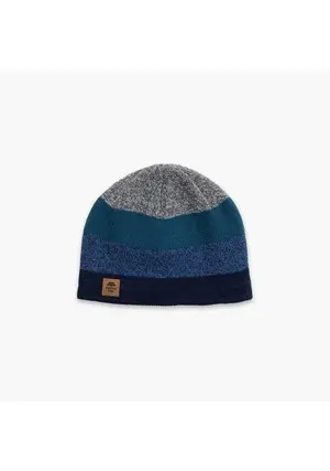 Turtle Fur Striped Wool Beanie - Navy