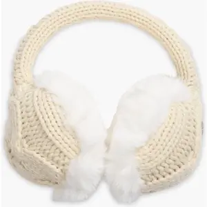 Turtle Fur Cable Knit Earmuffs Ivory