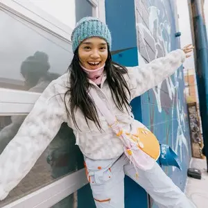 Turtle Fur Firefly Pom Beanie - Blue Snow