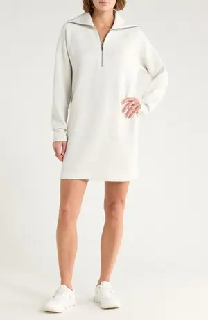 Spanx Heathered Half Zip Long Sleeve Dress