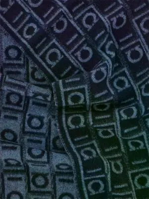 FERRAGAMO Monogram Fringed Scarf - Blue