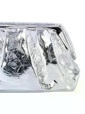 THEMOIRE Afrodite Pleated Metallic Clutch - Silver