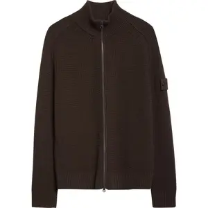 Stone Island Ghost Virgin Wool Zip Cardigan - V0070 Dark Brown