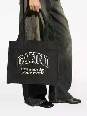 GANNI Logo-embroidered Tote Bag