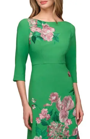 KAY UNGER Floral Embroidered Gown
