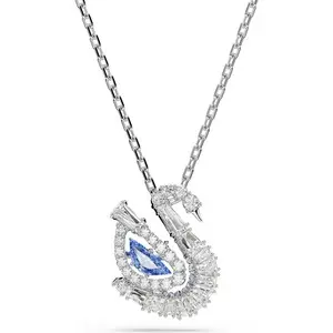 SWAROVSKI Crystal Swan Pendant Necklace - Silver/blue